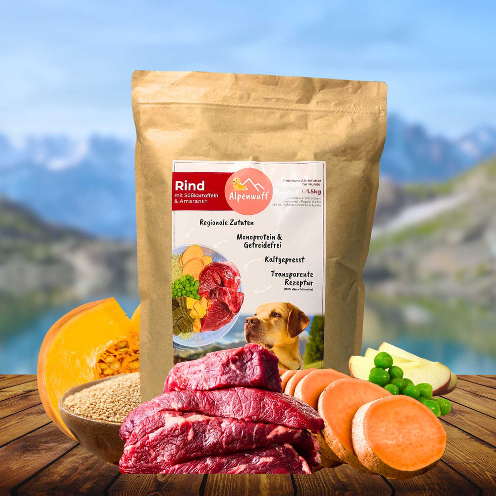 Dog food sample pack with beef - monoprotein