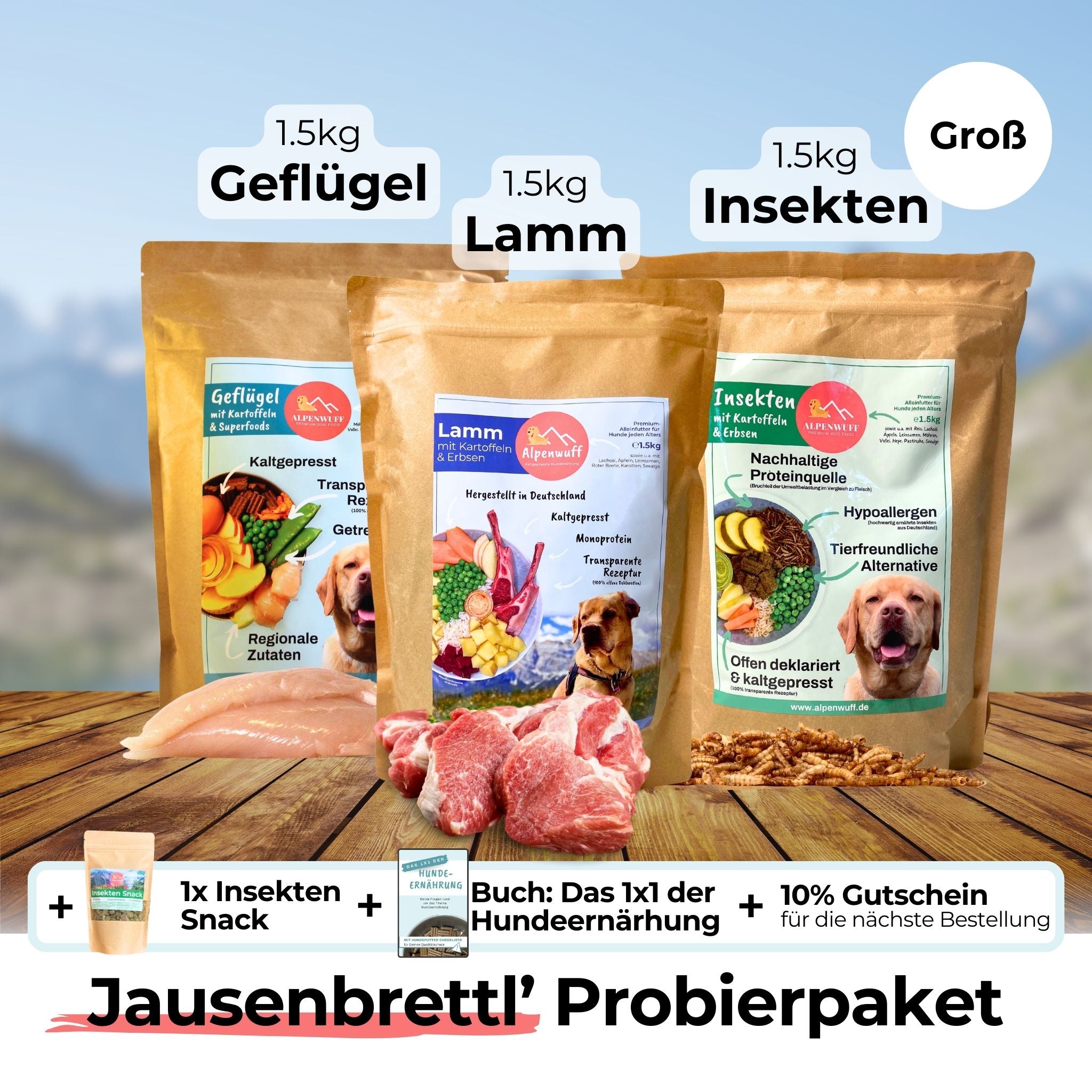 Hundefutter Probierpaket: Kaltgepresstes Hundefutter & gebackene ...